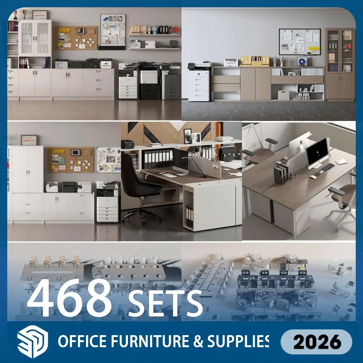 Office Furniture skp & Supplies SketchUp Models Skp Download - 468 Sets ...