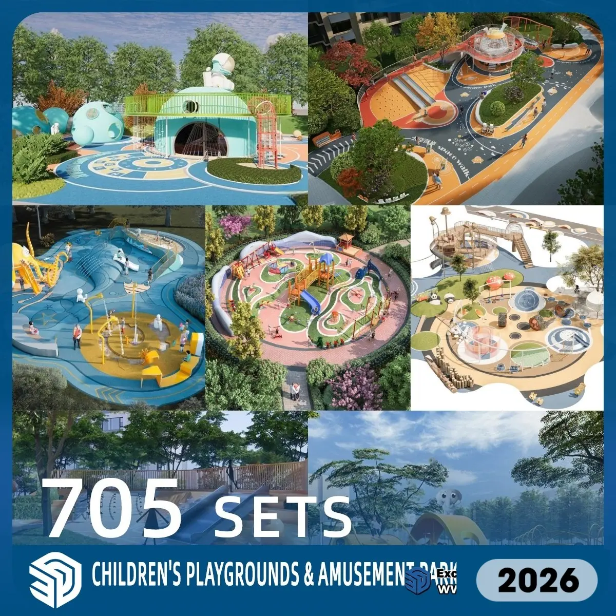 Children's Playgrounds & Amusement Parks SketchUp SKP Models Download ...