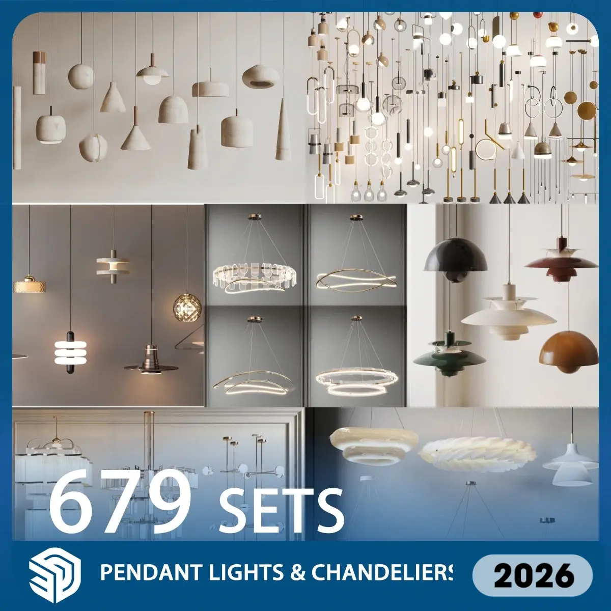 Chandeliers SKP SketchUp Download- 679 Sets SketchUp Models | ID743 ...