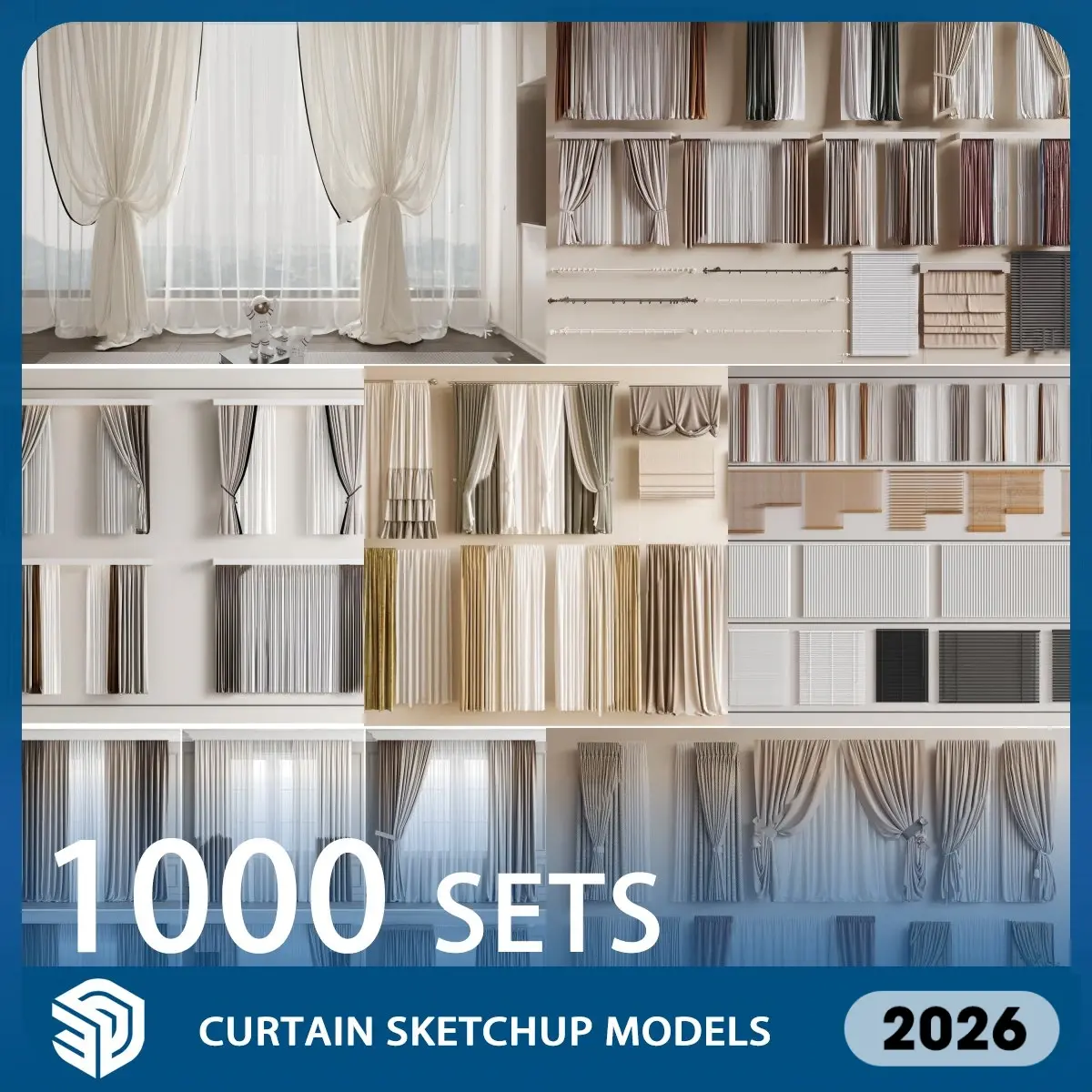 Curtains SKP SketchUp Download - 1000 Sets SketchUp Models | ID768 - 3D ...