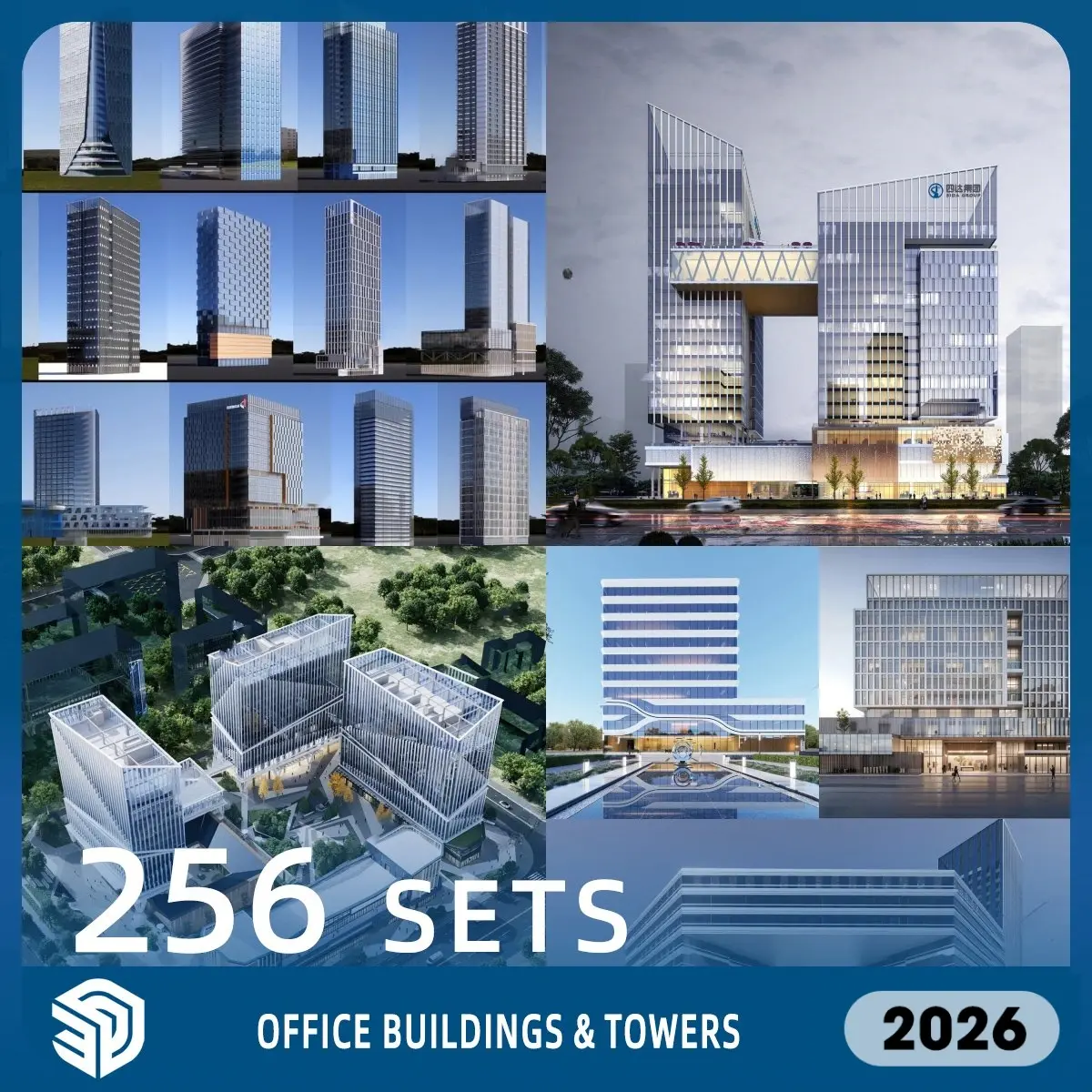 Office Buildings & Towers SketchUp SKP Models Download - 256 Sets ...