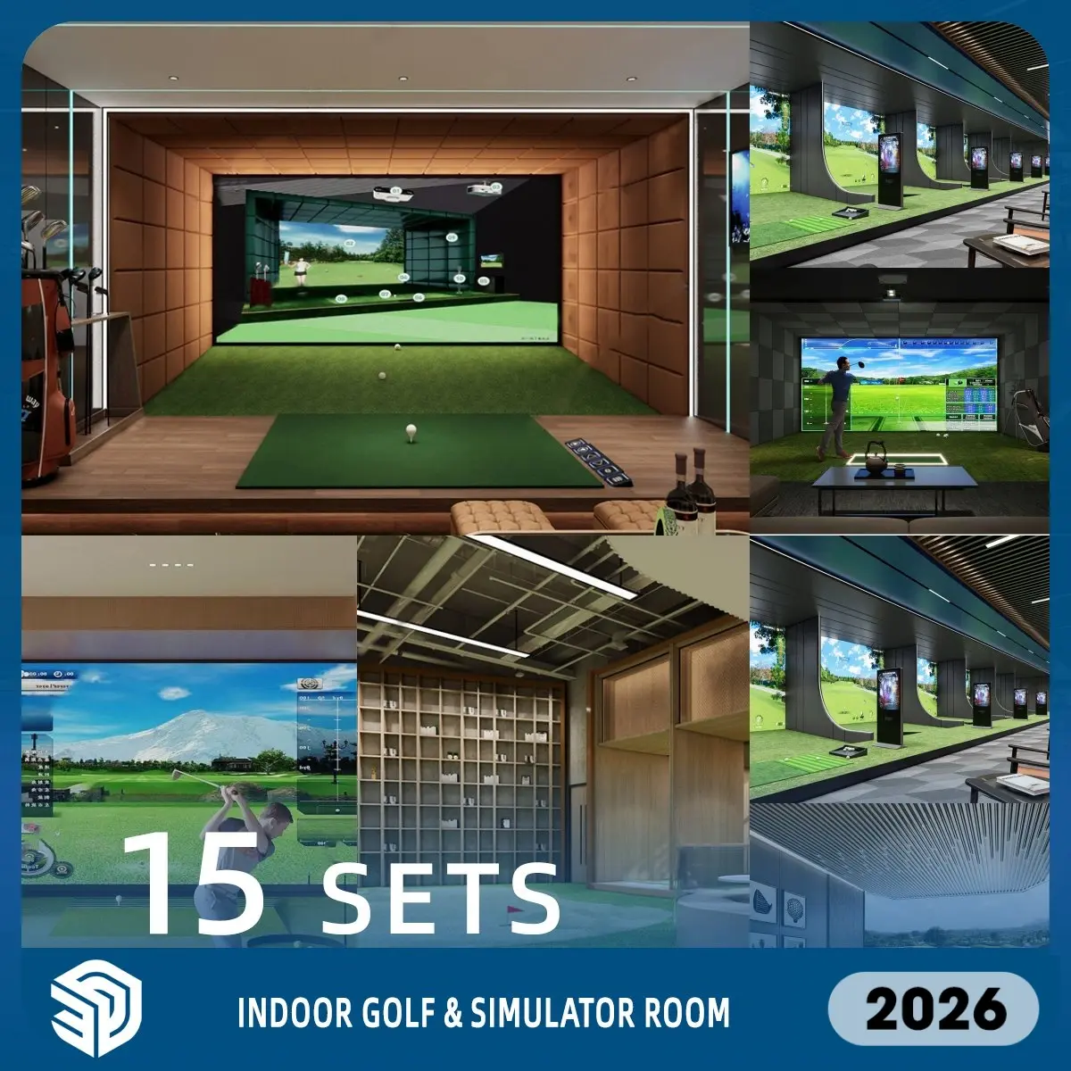 Indoor Golf & Simulator Room SketchUp SKP Models Download- 15 Sets ...