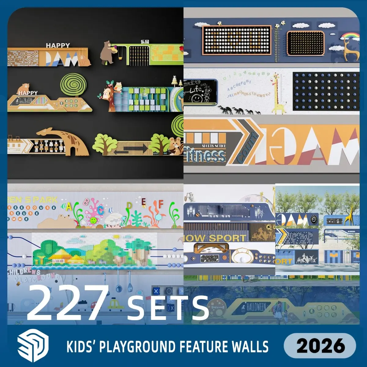 Kids' Playground Feature Walls SketchUp SKP Models Download - 227 Sets ...
