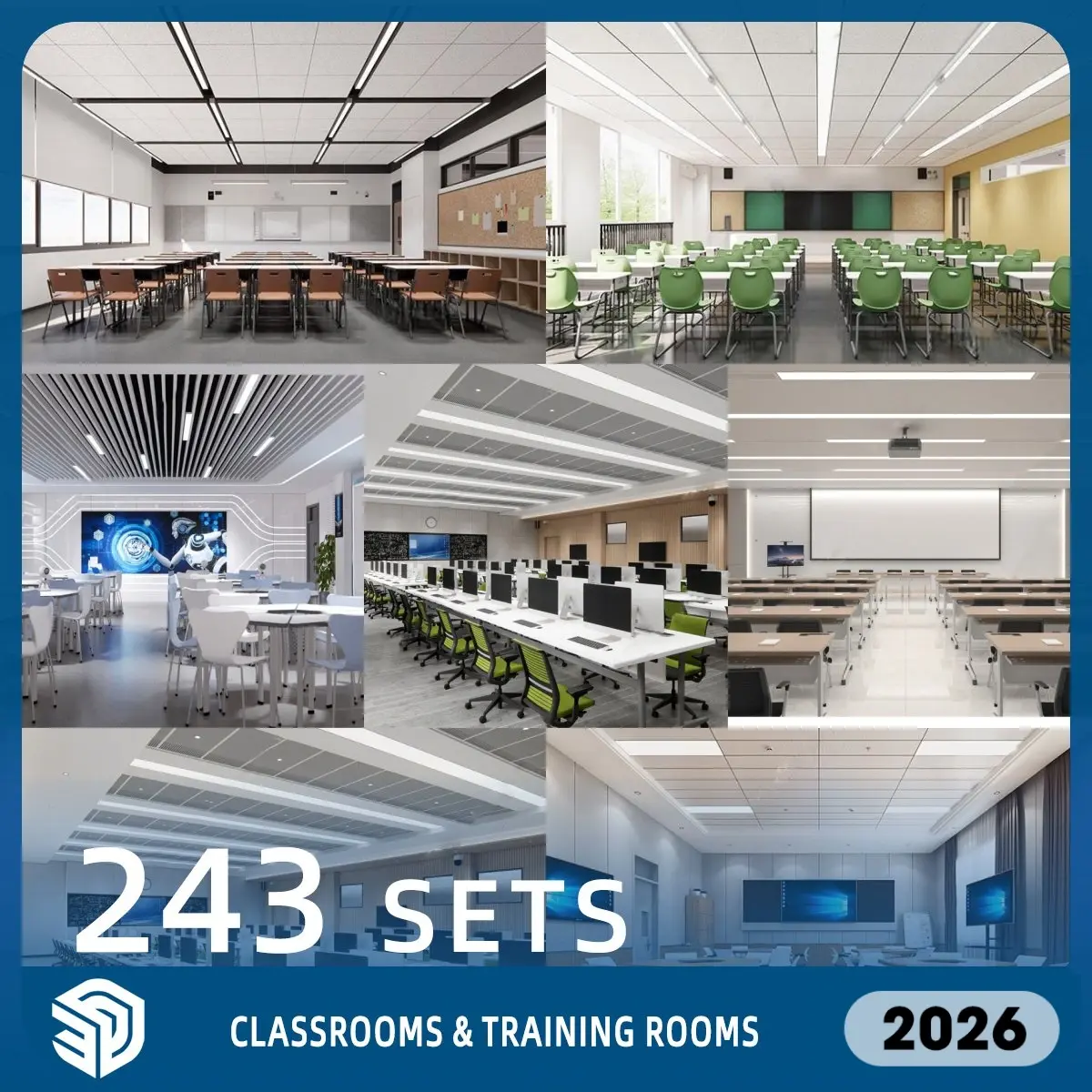 Classrooms & Training Rooms SketchUp SKP Models Download- 243 Sets ...