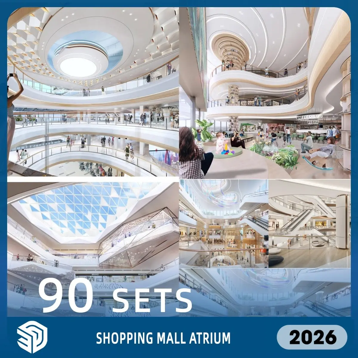 Shopping Mall Atrium SketchUp SKP Models Download - 90 Sets| ID910 - 3D ...