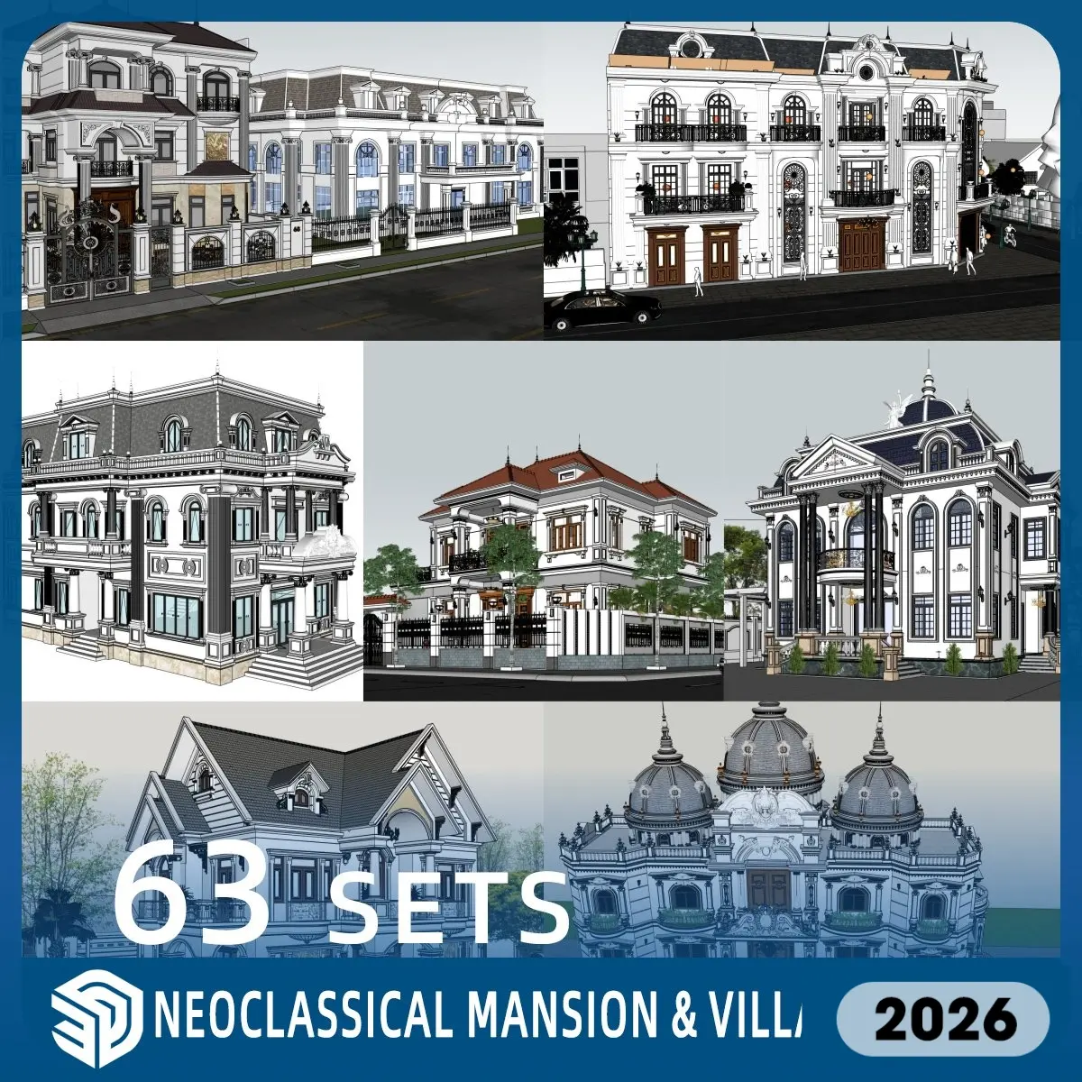 Neoclassical Mansion SKP& Villa Pack SketchUp SKP Models Download ...