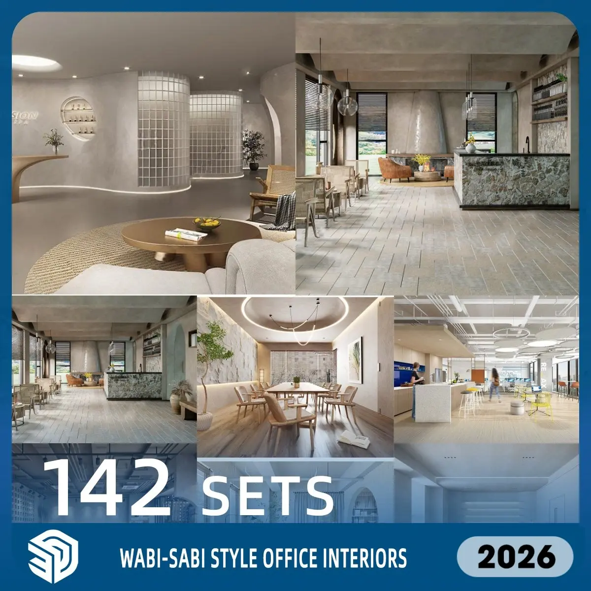Wabi-Sabi Style Office Interiors SketchUp SKP Models Download - 142 ...