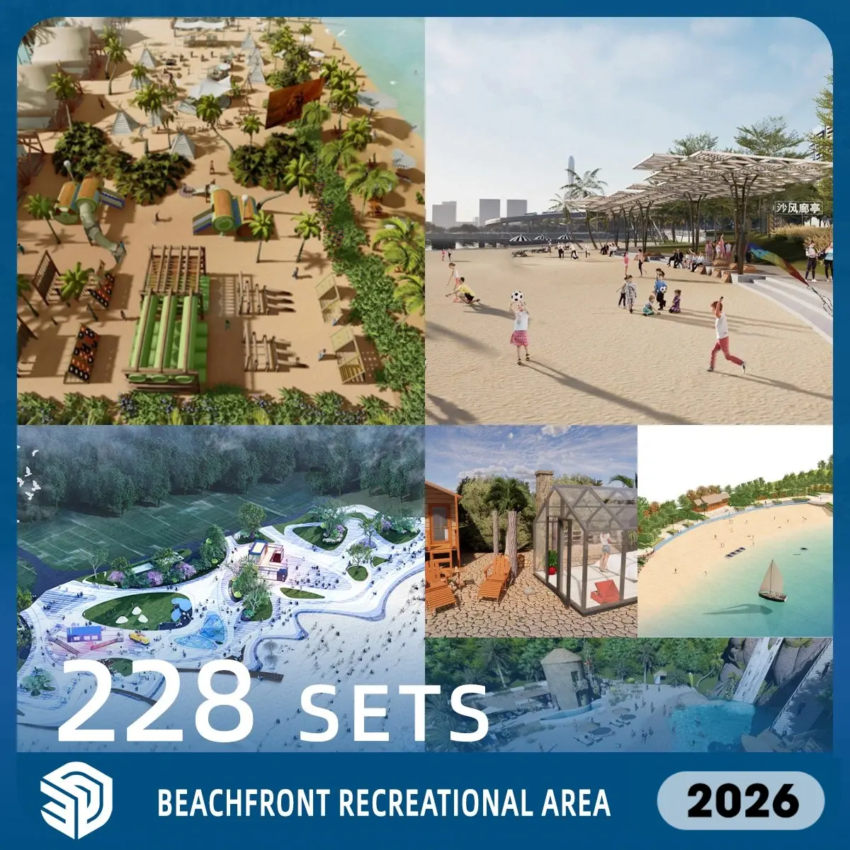 Beachfront Recreational Area SketchUp SKP Models Download - 228 Sets ...