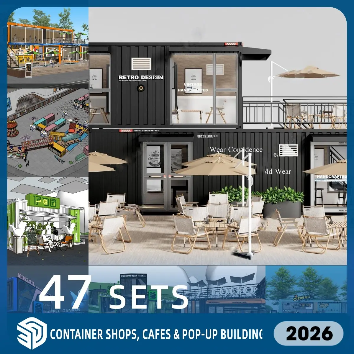Container Shops Skp, Cafes & Pop-up Buildings Pack SketchUp SKP Models ...