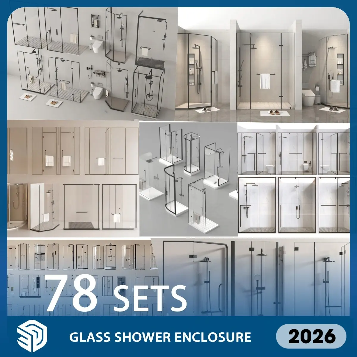Glass Shower Enclosure Skp SketchUp Models Download - 78 Sets| IDSU3207 ...