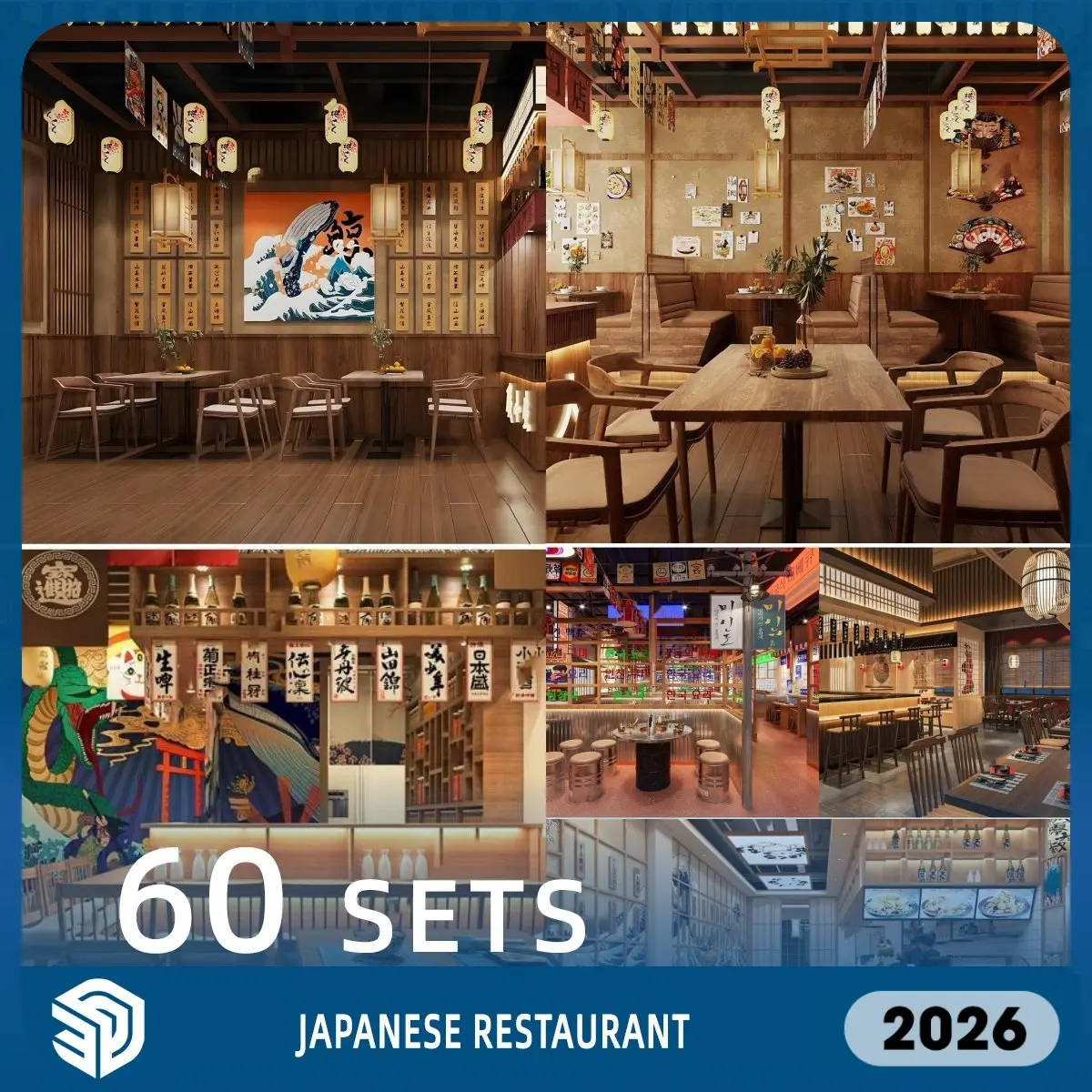 Japanese Restaurant SketchUp SKP Models Download- 60 Sets| ID751 - 3D ...