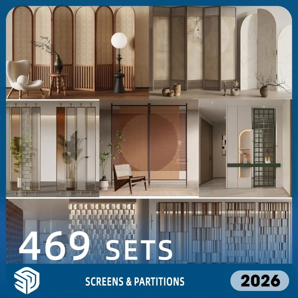 Screens & Partitions SketchUp SKP Models Download- 469 Sets| IDS899 ...