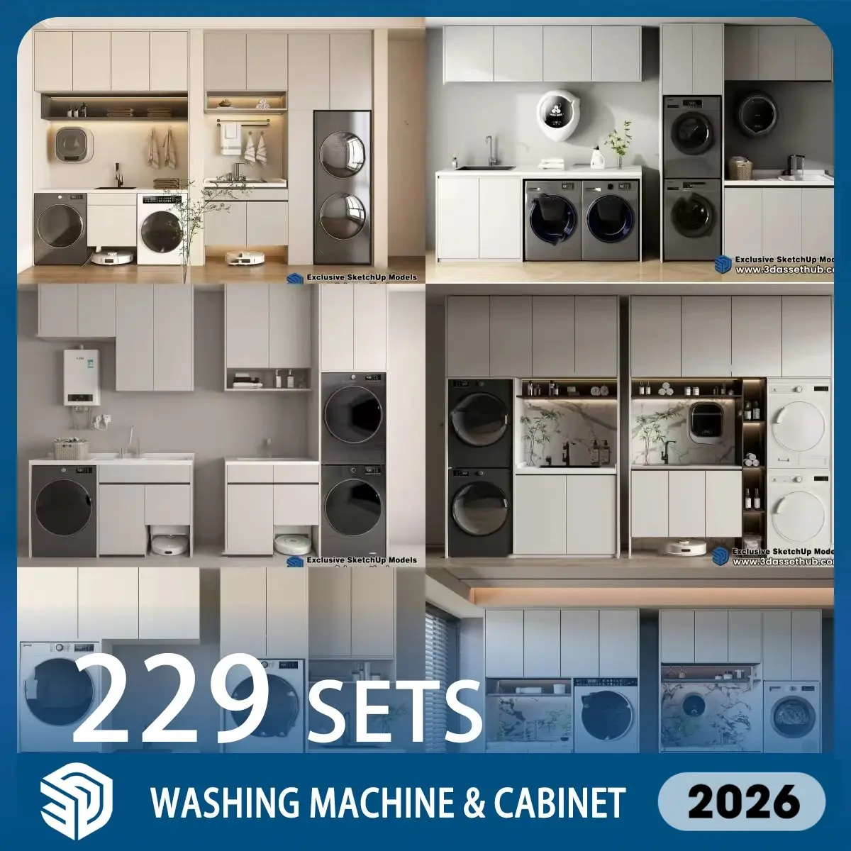 Washing Machine skp & Cabinet SketchUp Models Skp Download - 229 Sets ...