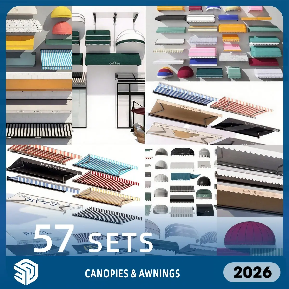 Canopies & Awnings Pack SketchUp SKP Models Download- 57 Sets| IDSU001 ...