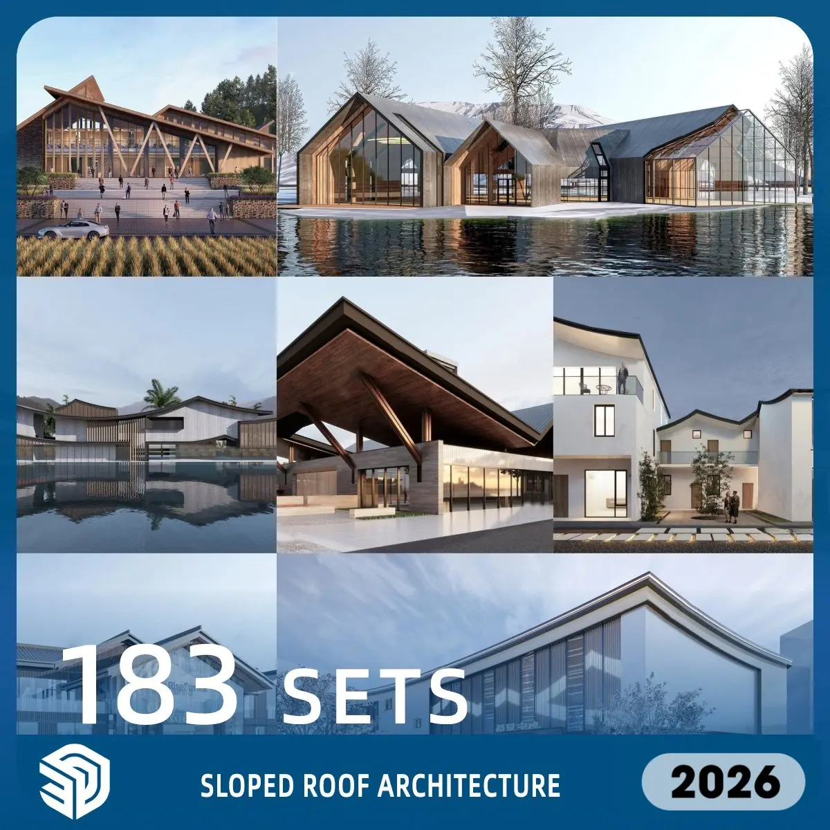Pitched Roof Buildings Pack SketchUp SKP Models Download- 183 Sets ...
