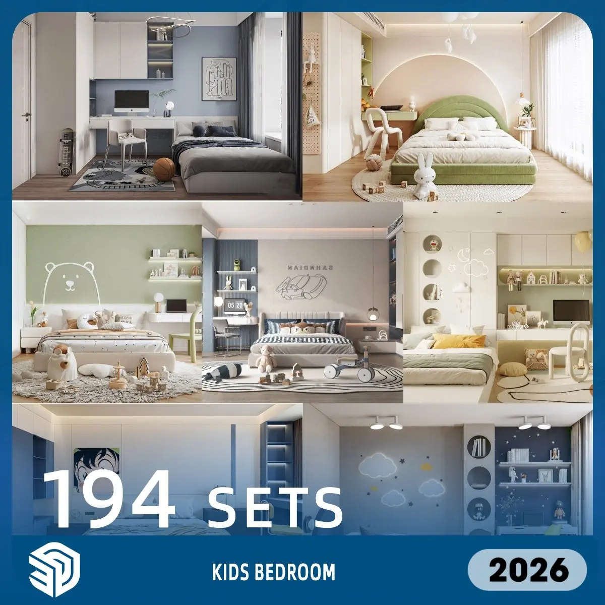Kids Bedroom SketchUp SKP Models Download - 194 Sets| IDS891 - 3D Model ...