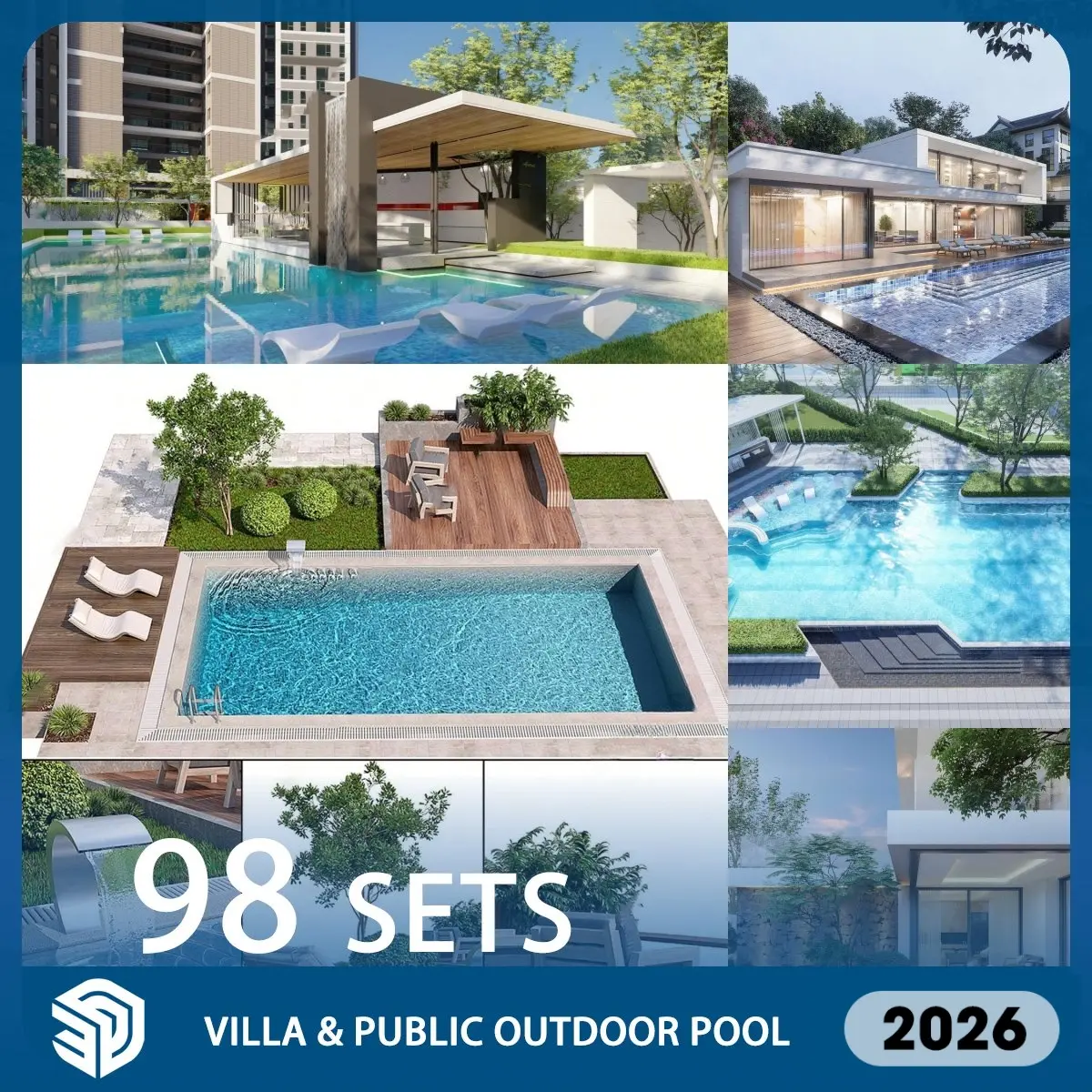 Villa & Public Outdoor Pool SketchUp SKP Models Download - 98 Sets ...