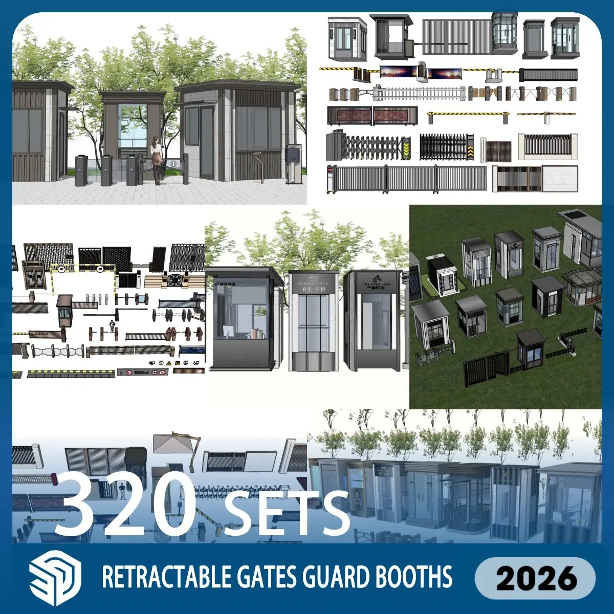 Retractable Gates SKP & Guard Booths SKP SketchUp Models Download- 320 ...